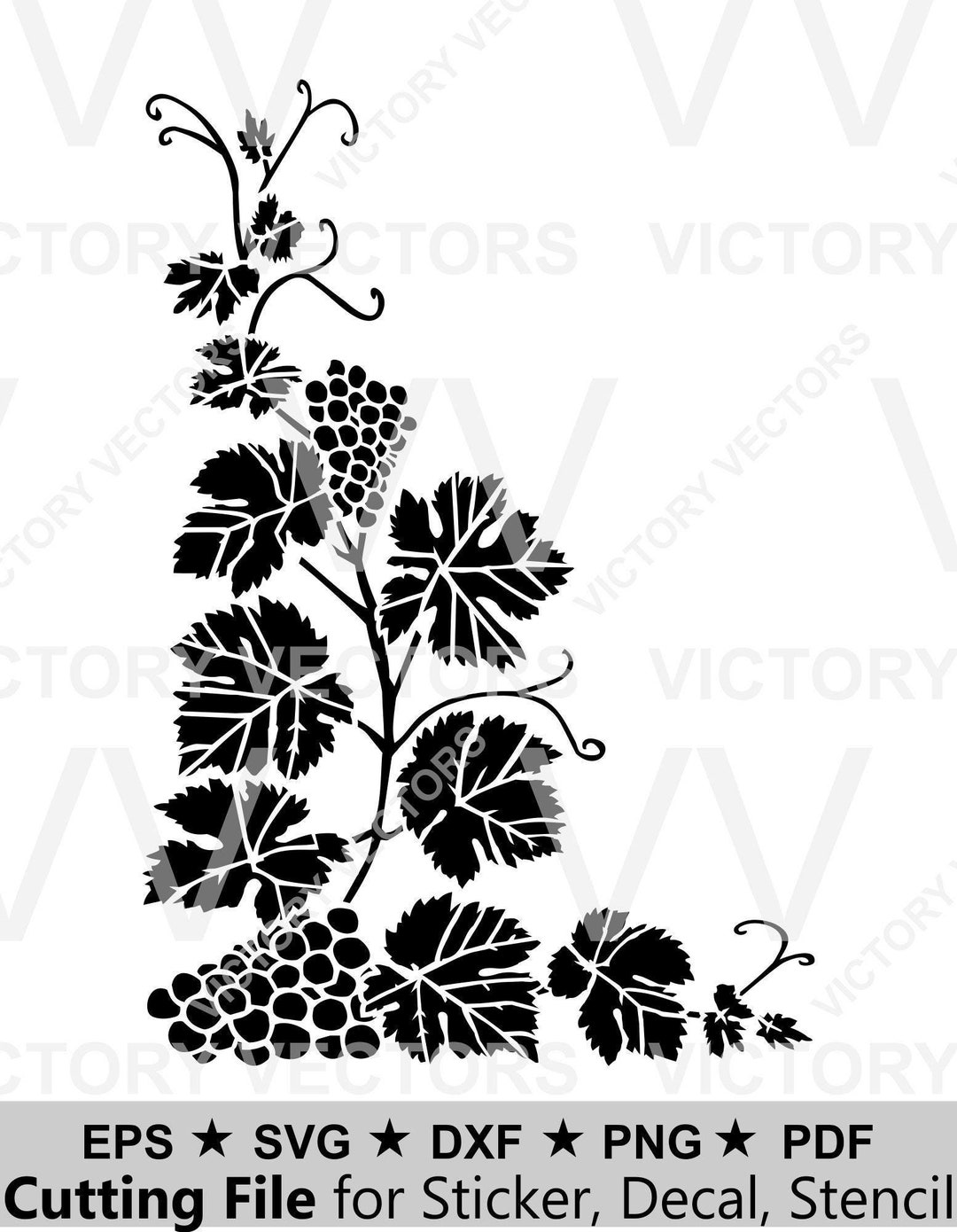 Grapevine Corner Grapes Garland Vector Line Cutting File Vinyl and ...