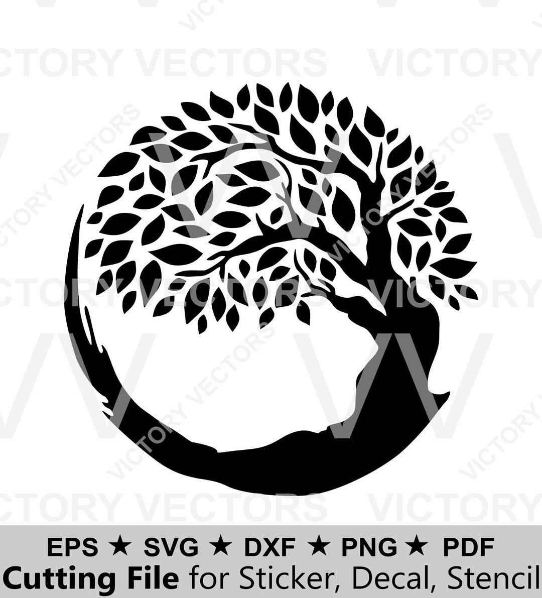 Zen Ink Tree SVG | Calligraphy Brush Stroke Tree Circle | Sumi Style ...