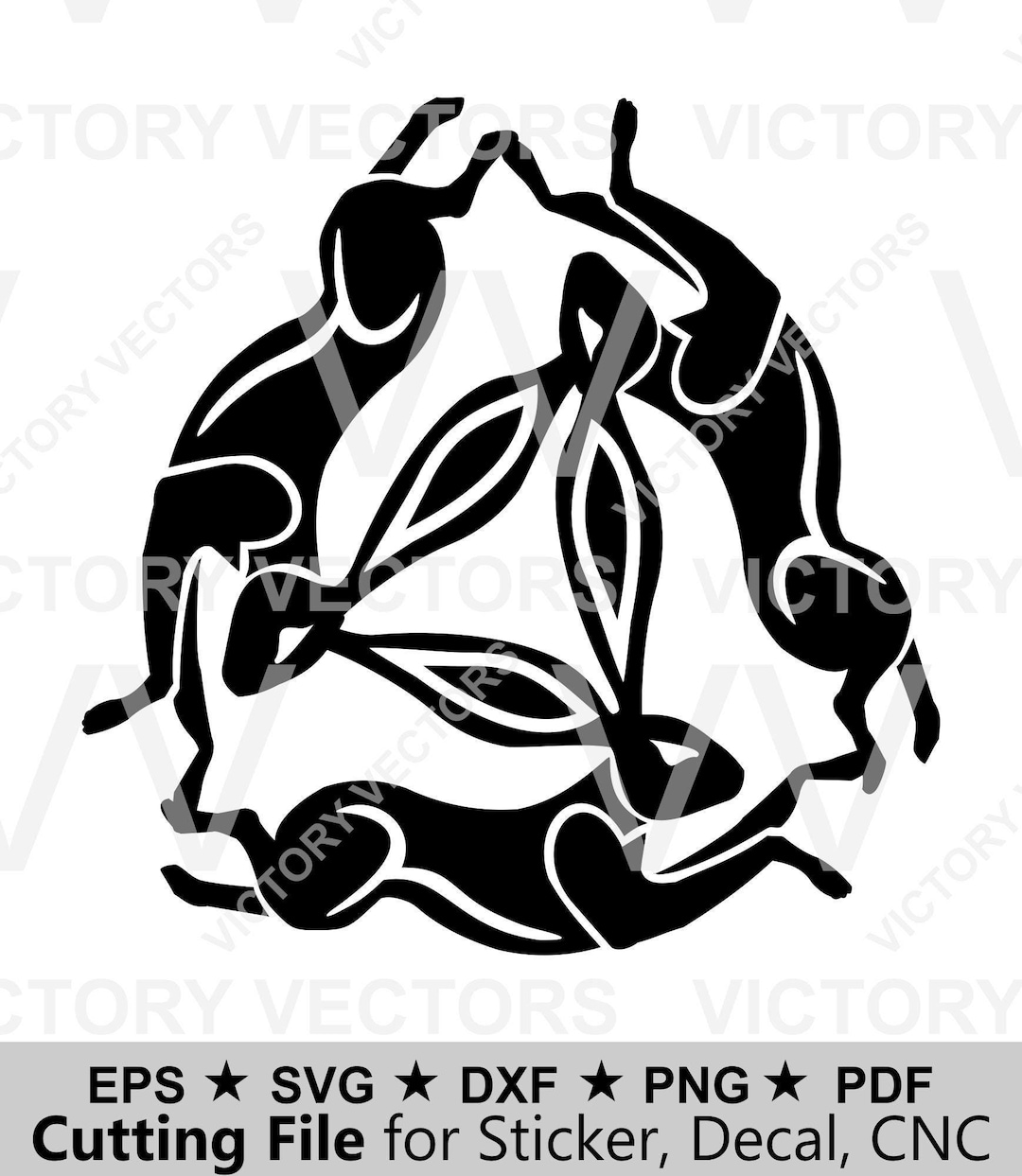 Celtic Hare Trio Pagan Trinity Moon Vector Line File for Cutting, Vinyl ...