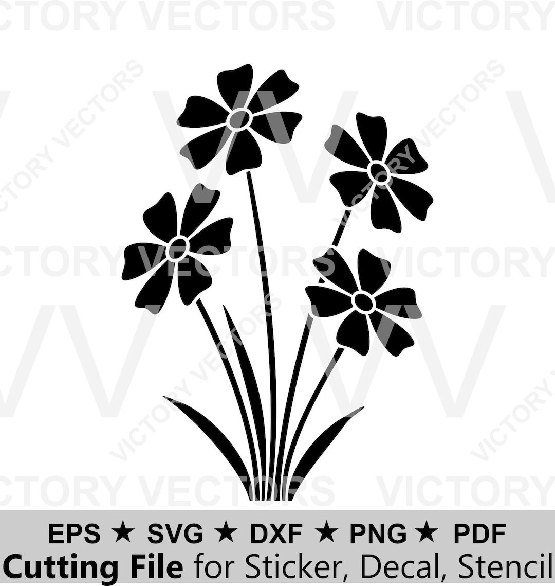 Periwinkle Flower Vinca Vector File for Cutting, Vinyl, Laser, SVG ...