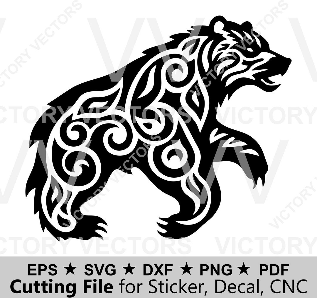 Celtic Knot Bear Tribal Animal Vector Line Cutting File, Vinyl and ...