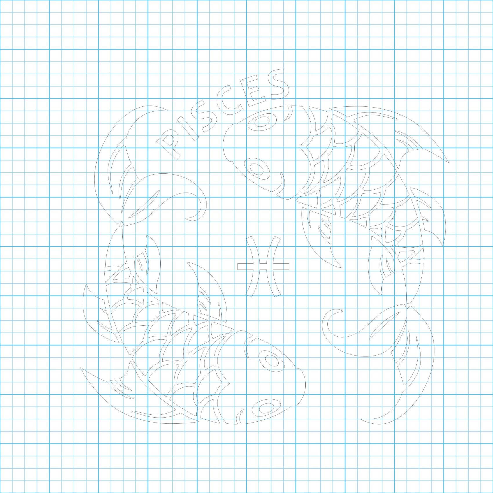 Pisces Two Fish Star Sign Vector File for Cutting, Vinyl, Laser, Cricut ...