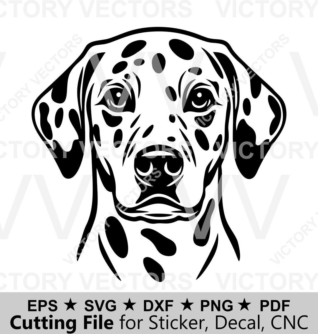 Dalmatian Spot Dog Face Vector File for Cutting, Vinyl, Laser, Cricut ...