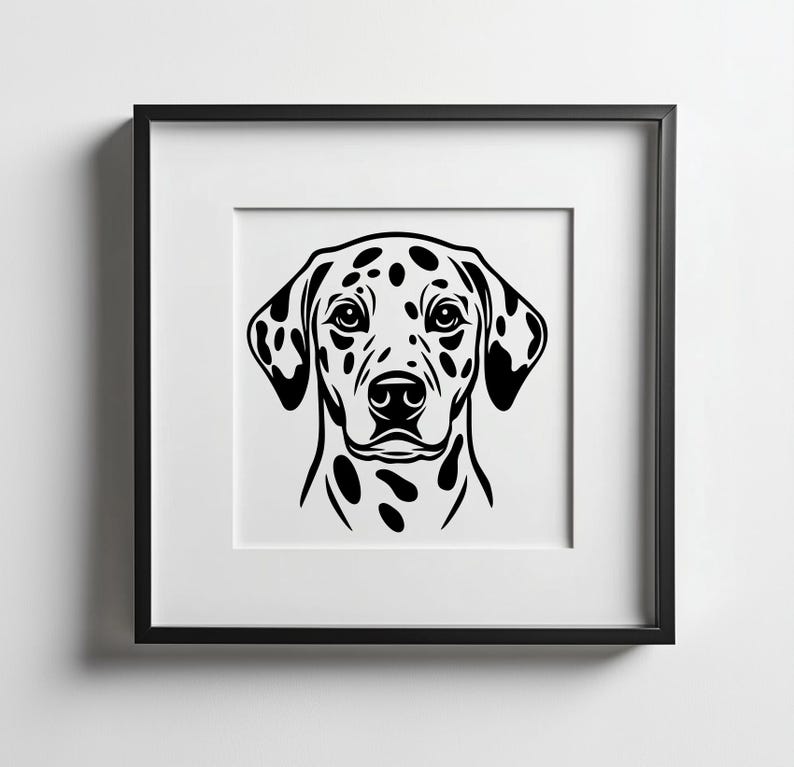 Dalmatian Spot Dog Face Vector File for Cutting, Vinyl, Laser, Cricut ...
