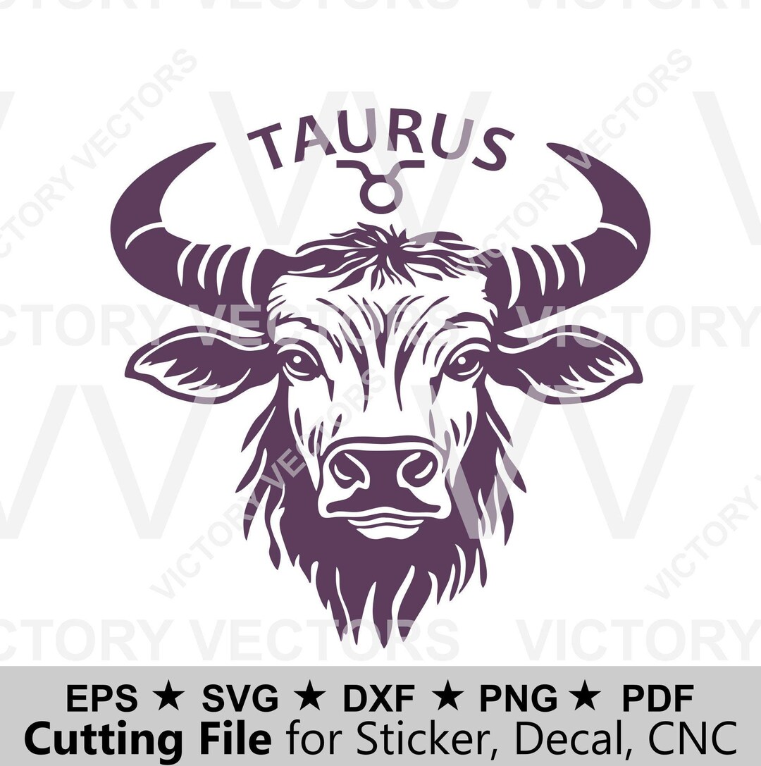 Taurus Bull Zodiac Star Sign Vector Line Cutting File for Vinyl, Laser ...