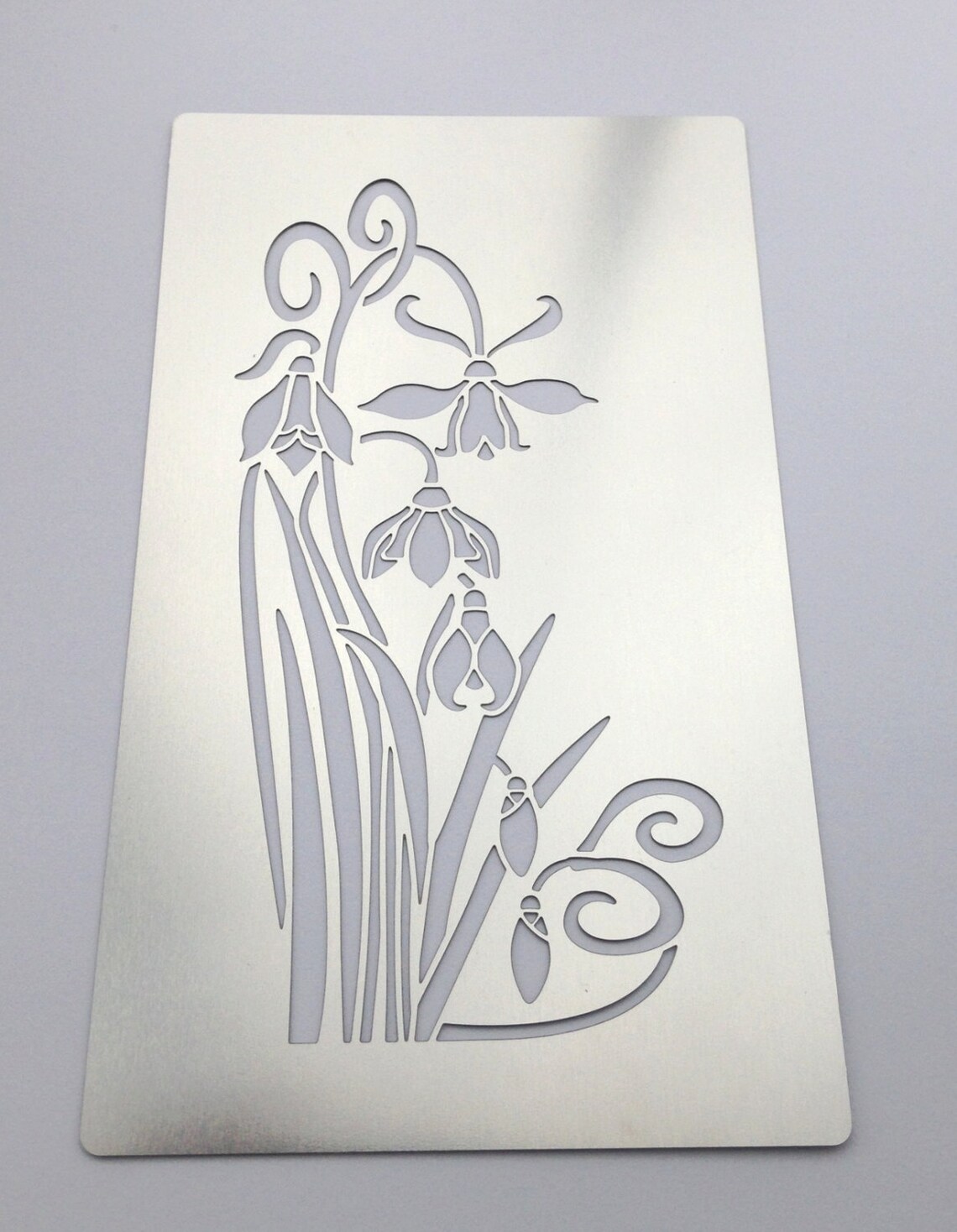 Pretty Snowdrop Corner Floral Stainless Steel Metal Stencil Template 10 ...