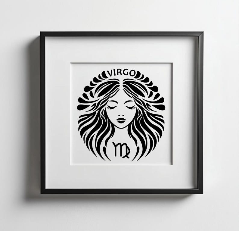 Virgo Maiden Zodiac Star Sign Vector Line Cutting File for Vinyl, Laser ...