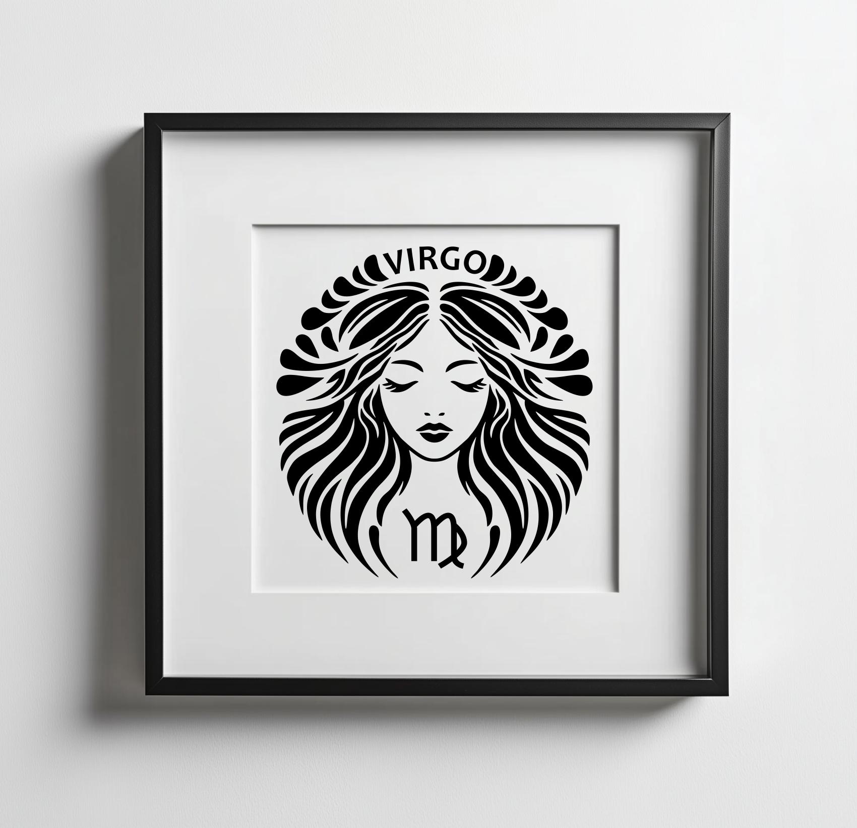 Virgo Maiden Zodiac Star Sign Vector Line Cutting File for Vinyl, Laser ...