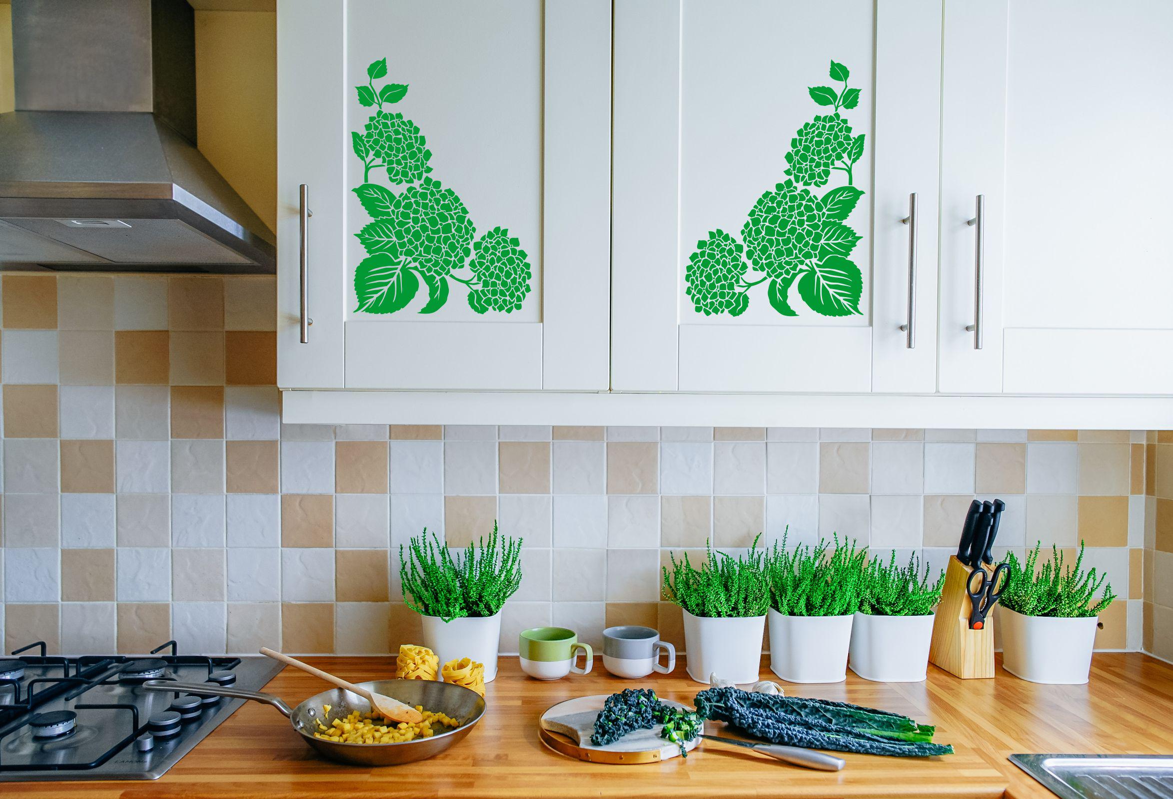 Hydrangea Corner Flower Heads Vector Line Cutting File, Vinyl and Laser ...