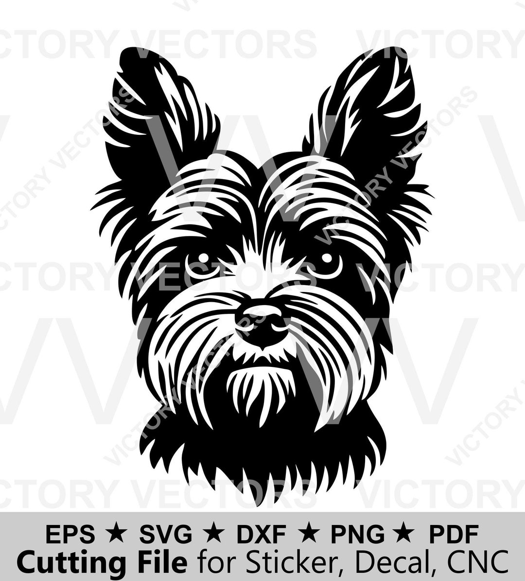 Yorkshire Terrier Yorkie Face Dog Head Vector Line Cutting File, Vinyl ...