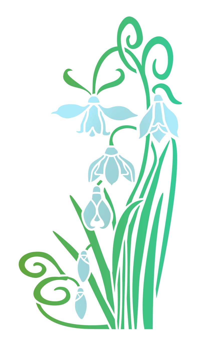 Pretty Snowdrop Corner Floral Stainless Steel Metal Stencil Template 10 ...