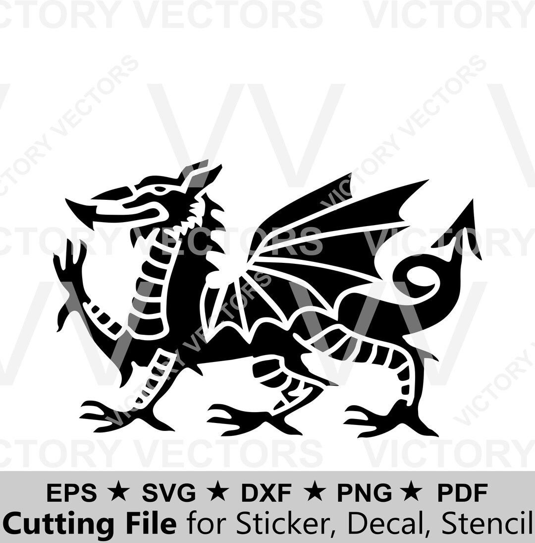 Welsh Dragon Mythical Legend Vector File for Cutting, Vinyl, Laser ...