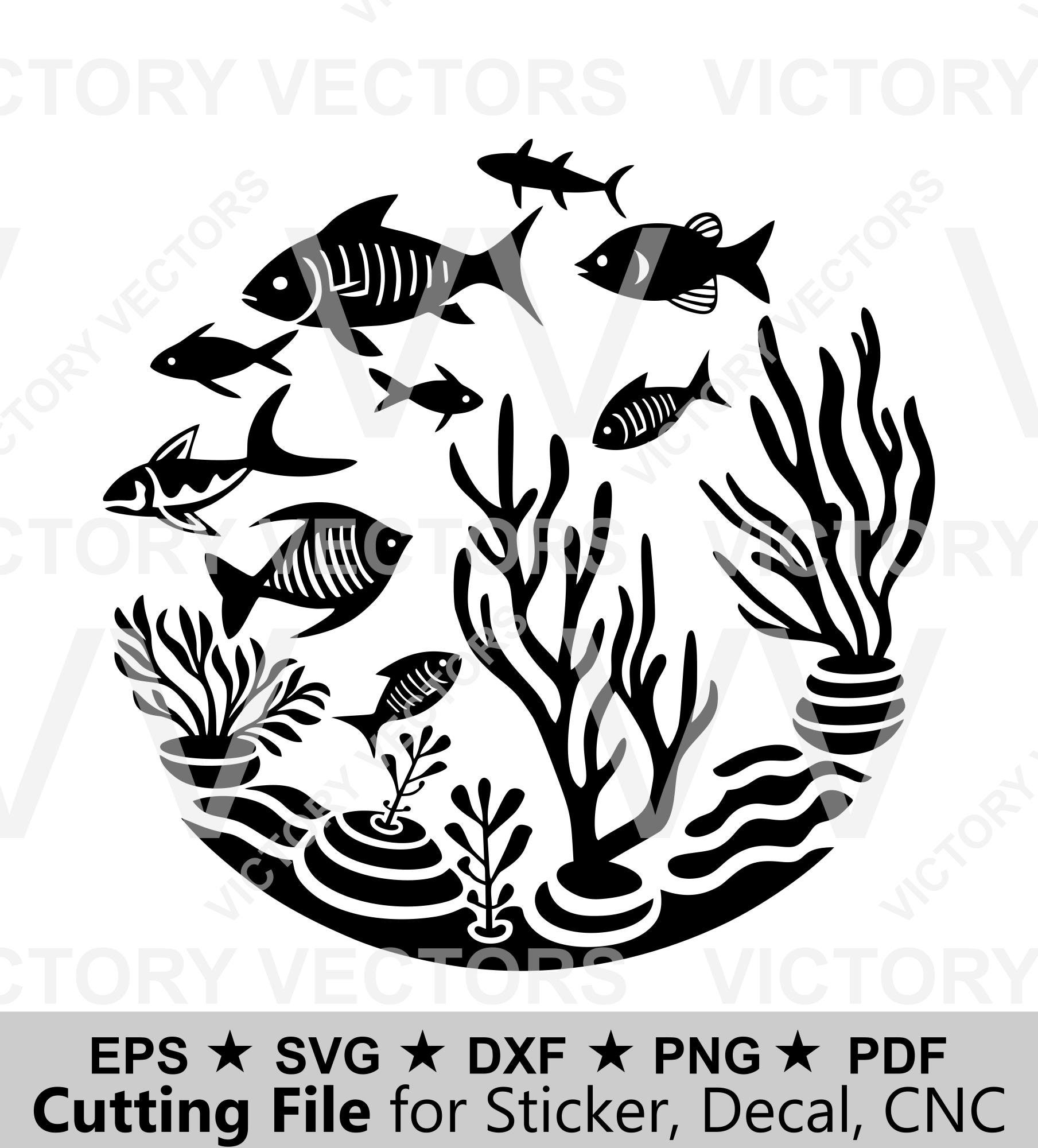 Underwater Marine Life Fish Ocean SVG Vector File for Cutting, Cricut ...