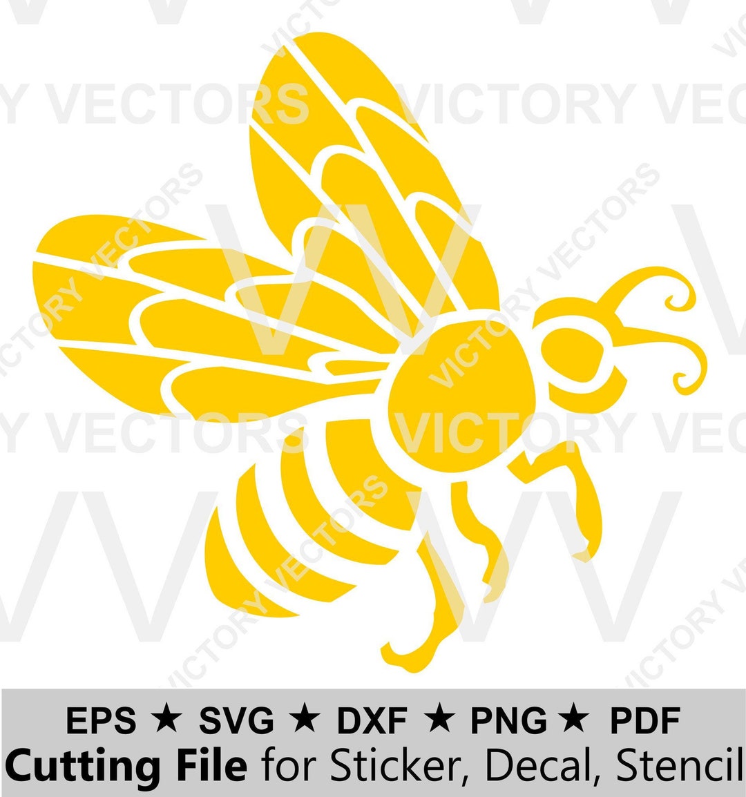 Honey Bee Side View Vector Line Cutting File, Vinyl, Stencil Ready ...