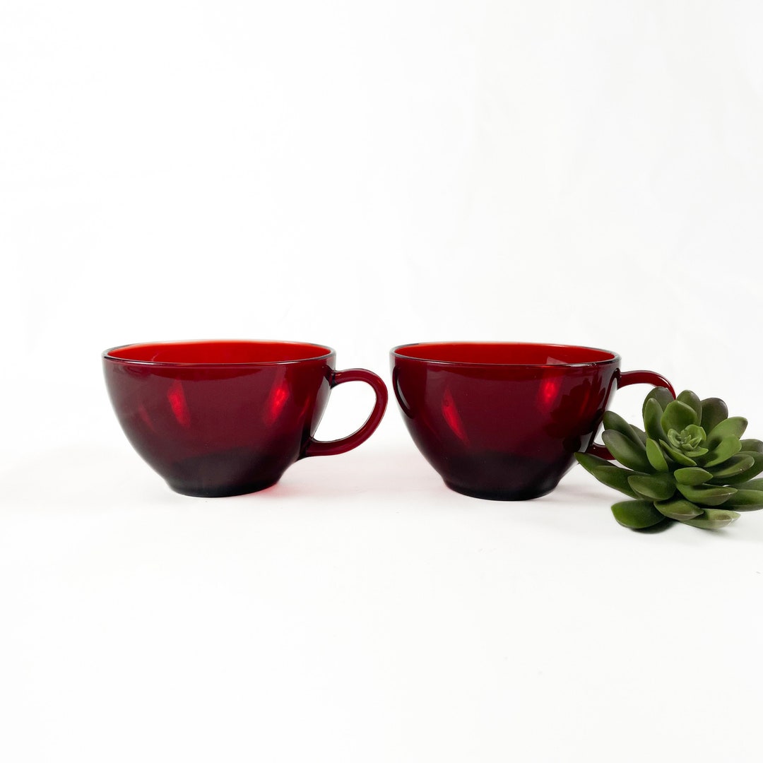 Vintage Ruby Red Coffee Cups by Anchor Hocking - Etsy