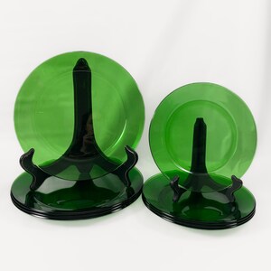 Vintage Forest Green Glass Dinner and Salad Plates - Etsy