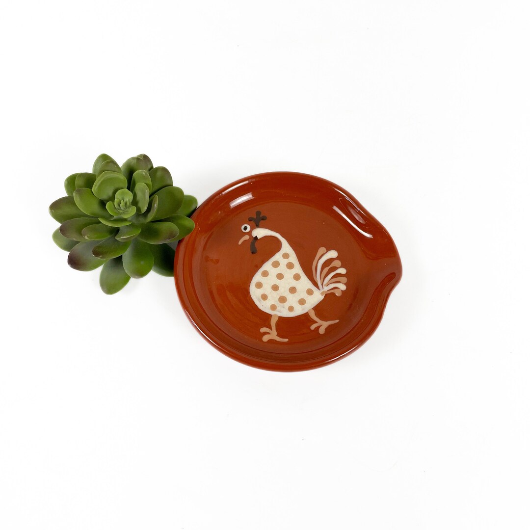 Crazy Polka Dot Chicken H and E Pugh Spoon Holder Terracotta Smooth ...