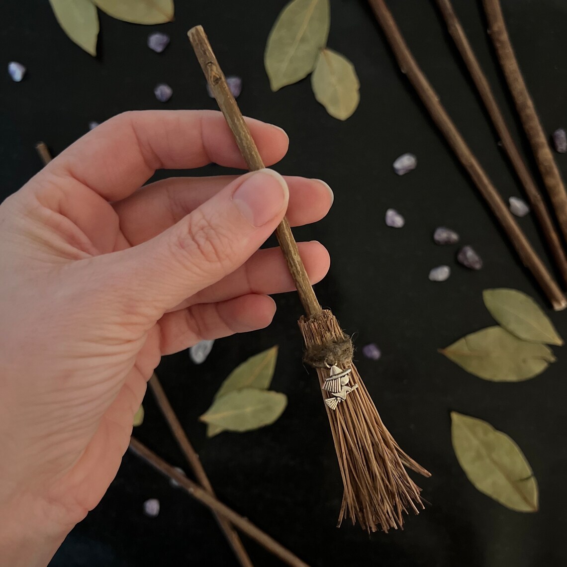 6 Mini Besom Witch Broom, MAGNET , ORNAMENT, Altar Witchcraft Decor, Wicca Handmade Witchy Broom ...