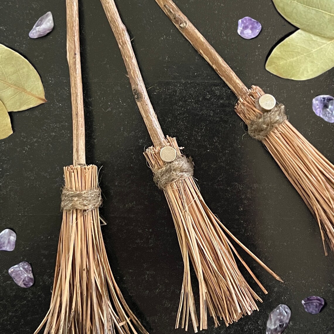 6 Mini Besom Witch Broom, MAGNET , ORNAMENT, Altar Witchcraft Decor, Wicca Handmade Witchy Broom ...