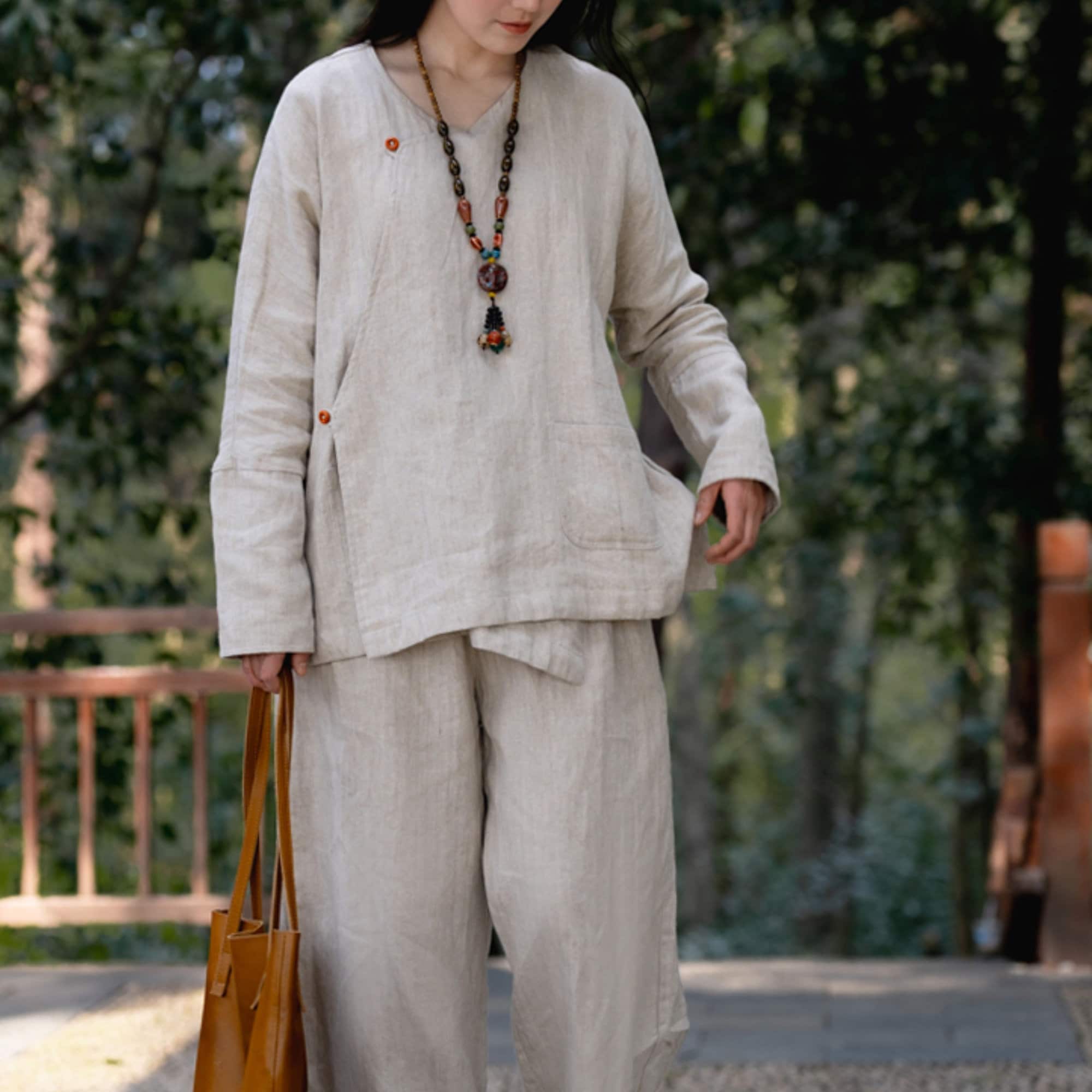 100% Linen Kimono Coat Linen Duster Vintage Linen Cardigan Linen Wrap ...