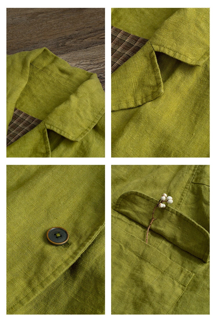 Loose Long Jacket Green Outfit Maxi Linen Cardigan, Linen Duster Plus ...