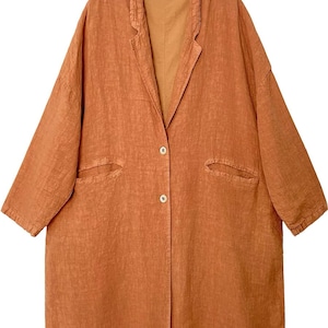 Loose Linen Duster Coat - Vintage Linen Cardigan With Pockets, Kimono ...