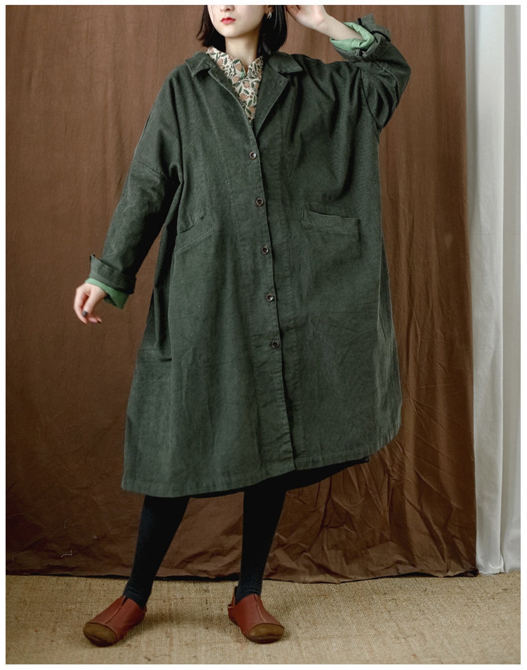 Soft Corduroy Trench Coat, Oversized Retro Jacket, Fall/winter Wear ...