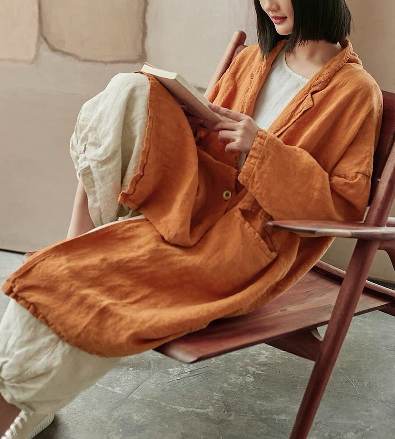 Loose Linen Coat Linen Duster - Vintage Linen Cardigan Linen Duster ...