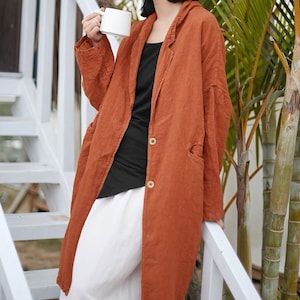 Loose Linen Coat Linen Duster - Vintage Linen Cardigan Linen Duster ...