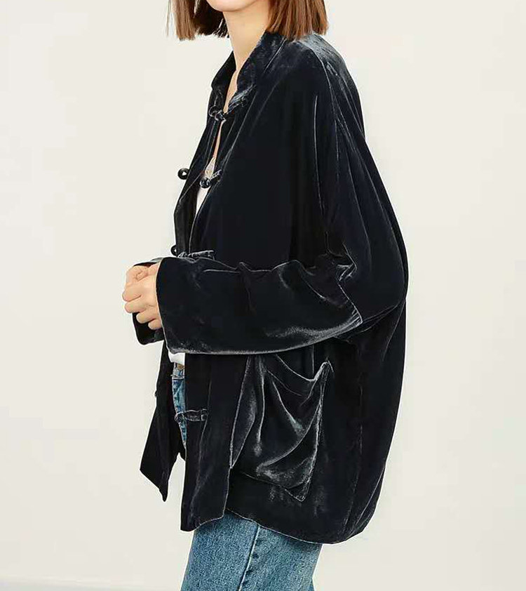 Spring Wear Elegant Silk Velvet Jacket, Silk Velvet Top With Stand ...