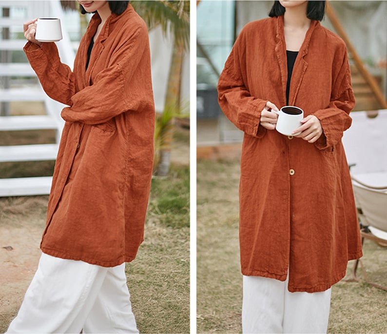 Loose Linen Coat Linen Duster - Vintage Linen Cardigan Linen Duster ...
