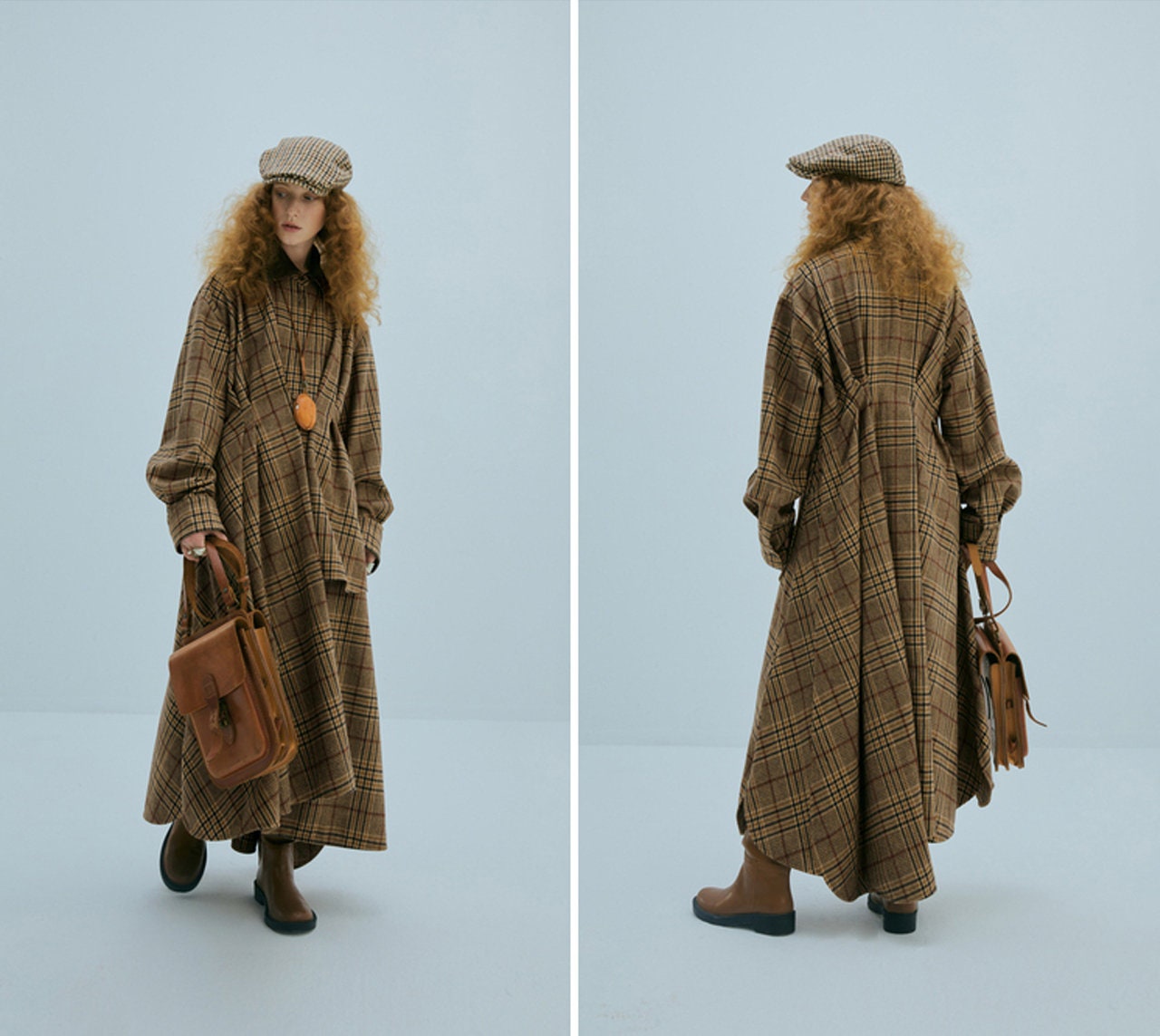 Women's Wool Dress, Plaid Wool Dress Winter Warm Dress, Long Sleeve ...