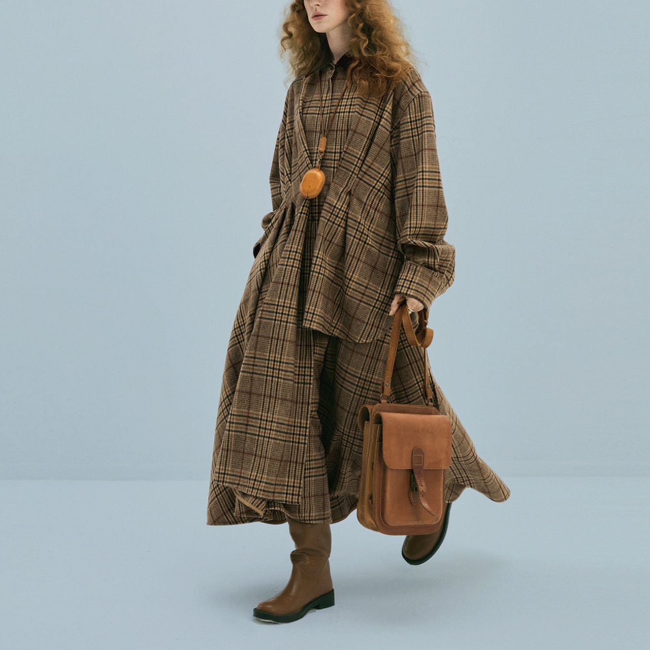 Women's Wool Dress, Plaid Wool Dress Winter Warm Dress, Long Sleeve ...