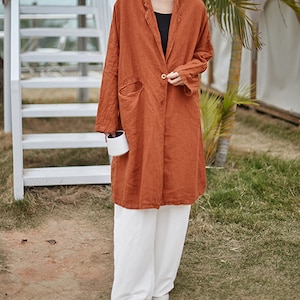 Loose Linen Coat Linen Duster - Vintage Linen Cardigan Linen Duster ...