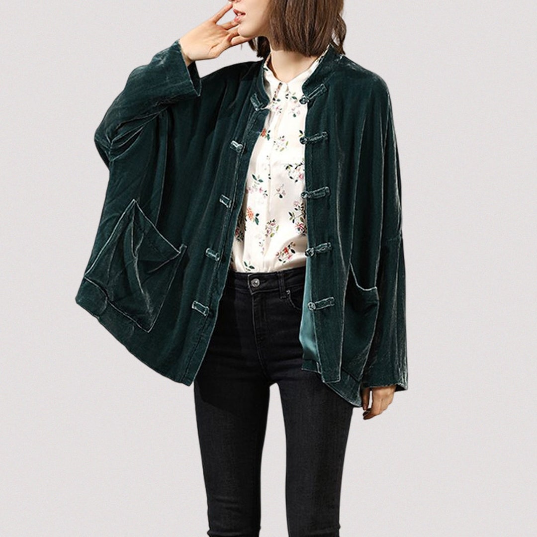 Spring Wear Elegant Silk Velvet Jacket, Silk Velvet Top With Stand ...