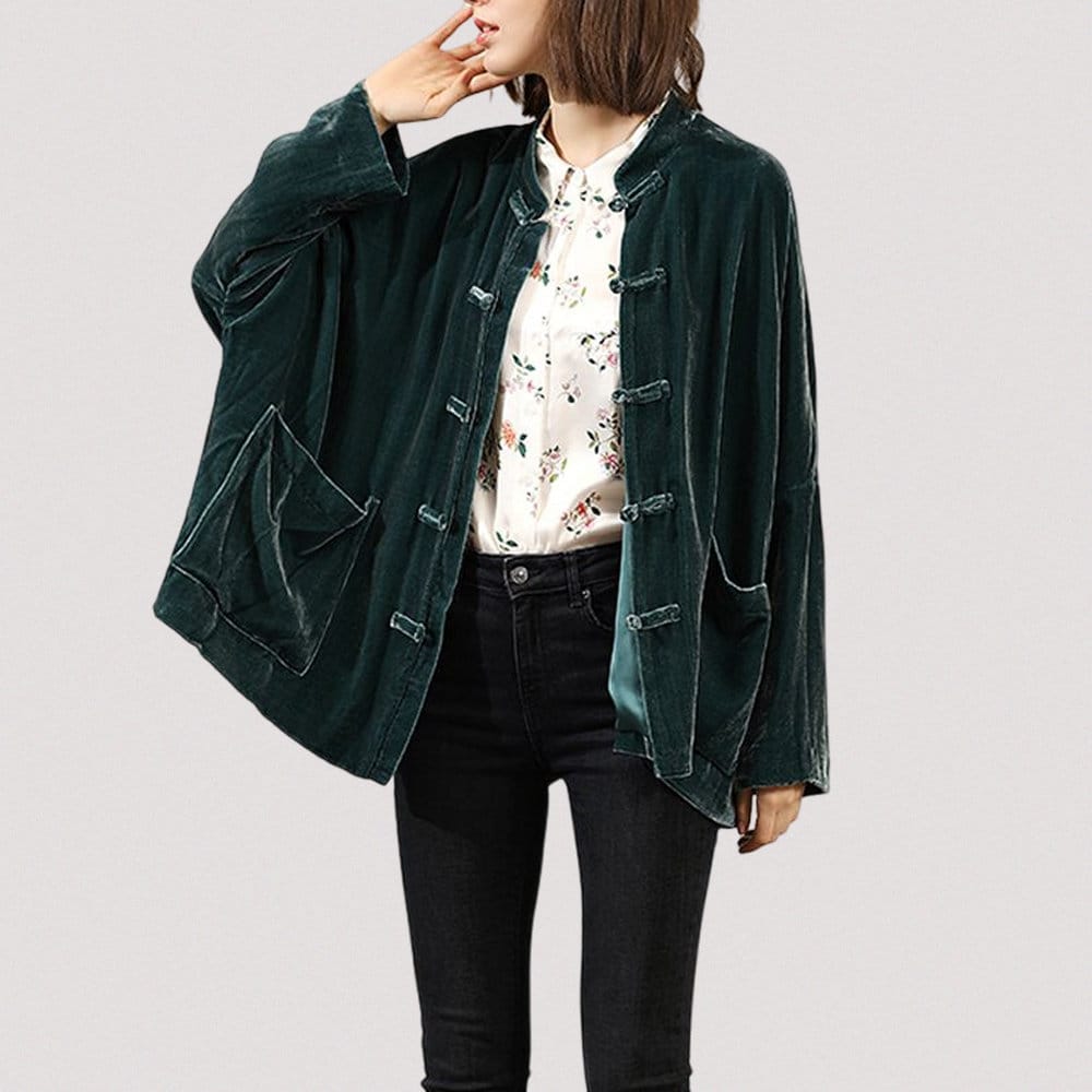 Spring Wear Elegant Silk Velvet Jacket, Silk Velvet Top With Stand ...