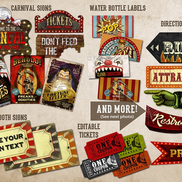 Carnival Party Signs - Etsy