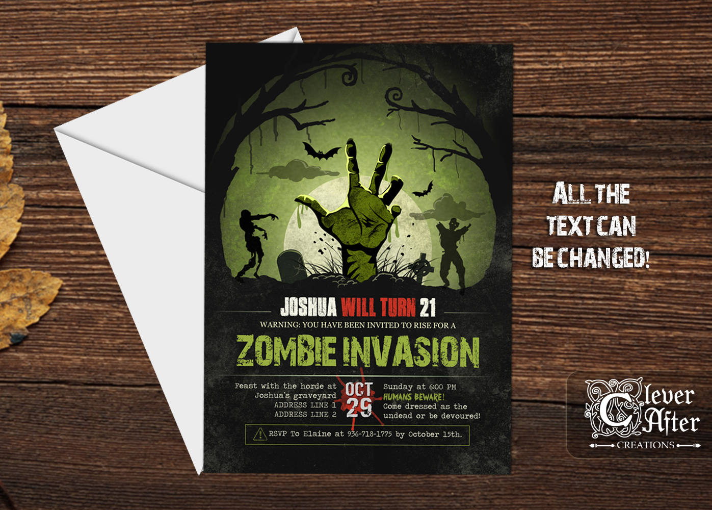 Zombie Party Invitation Halloween Night of Undead Birthday - Etsy