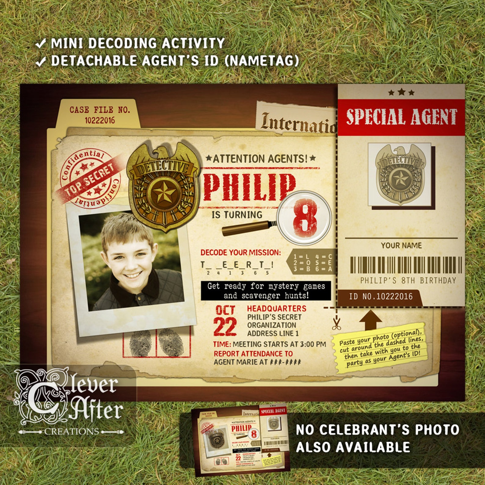 Detective Invitation Special Agent Birthday Invite Private Eye - Etsy