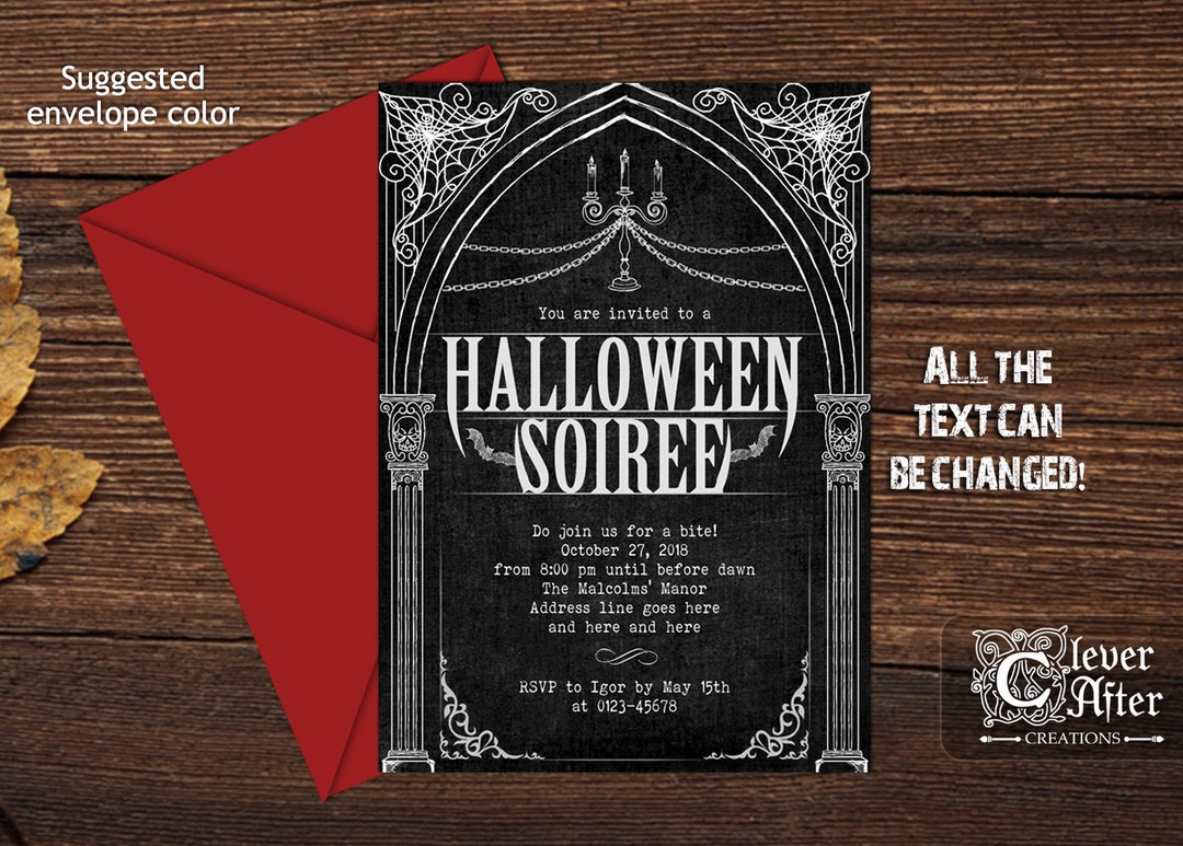 Vampire Invite Gothic Elegant Halloween Ball Soiree Invitation - Etsy