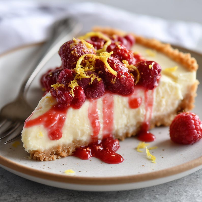 No Bake Lemon Raspberry Cheesecake Recipe PDF, Creamy Citrus Dessert ...