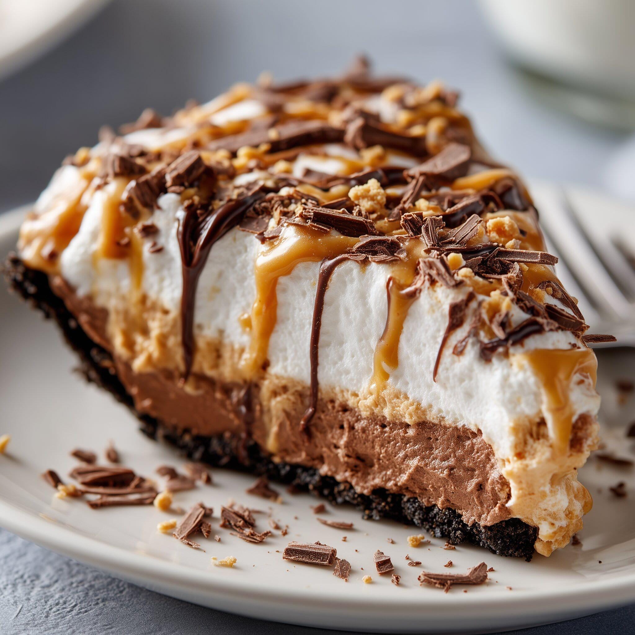 No Bake Chocolate Fluffernutter Pie Recipe PDF, Easy Marshmallow Peanut ...