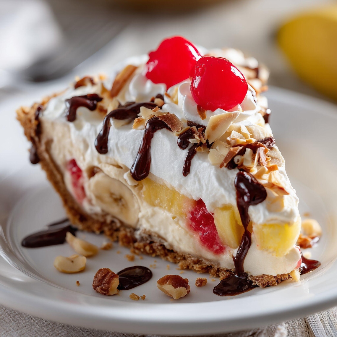 Banana Split Pie Recipe PDF, Classic No Bake Dessert, Easy Digital ...