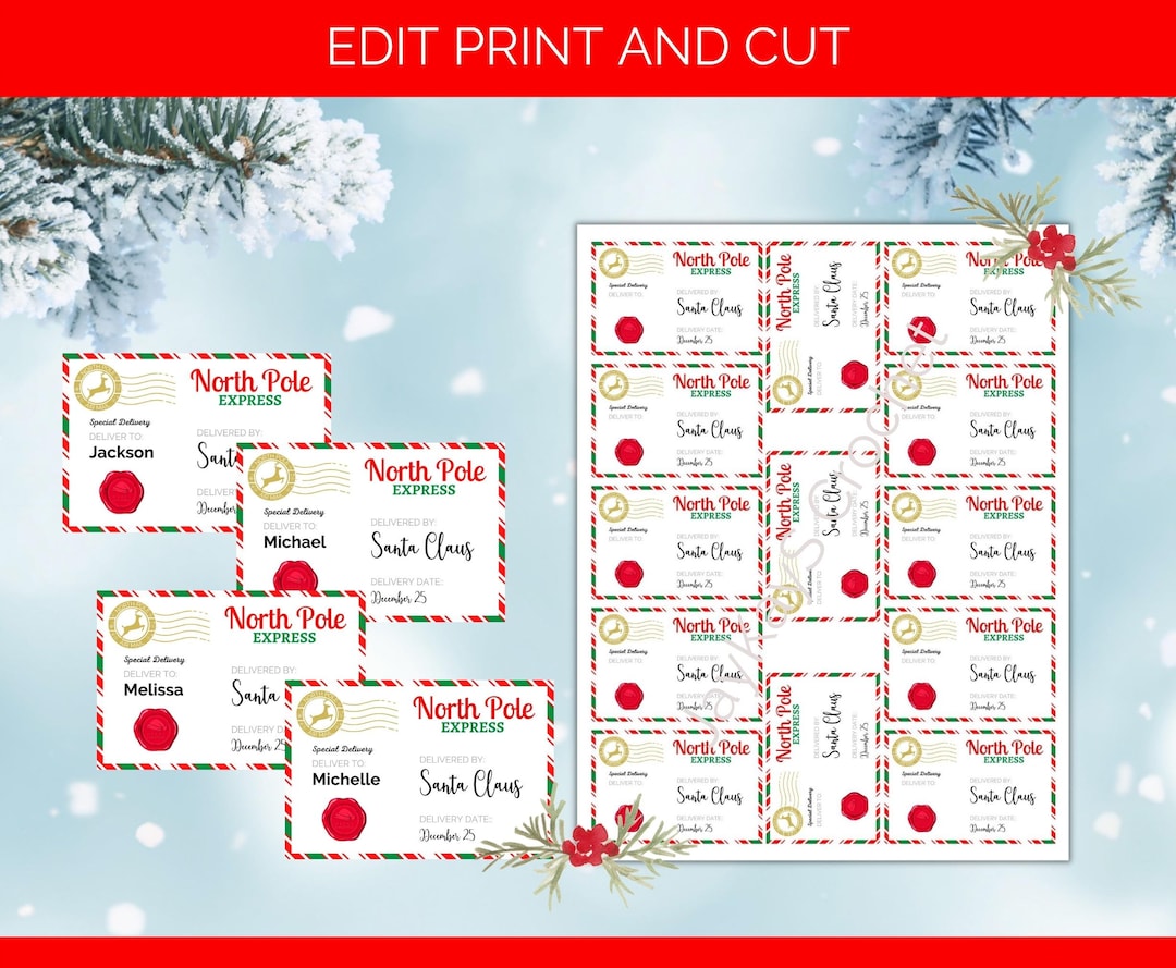 Editable Gift Tags From Santa, Printable North Pole Express Christmas ...