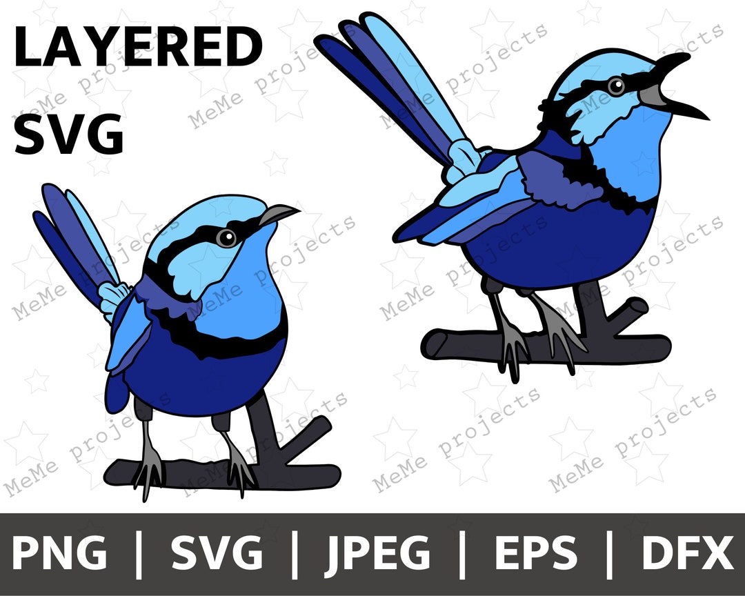 Australian Splendid Fairy-wren Bundle | Layered Blue Fairy-wren Cricut ...