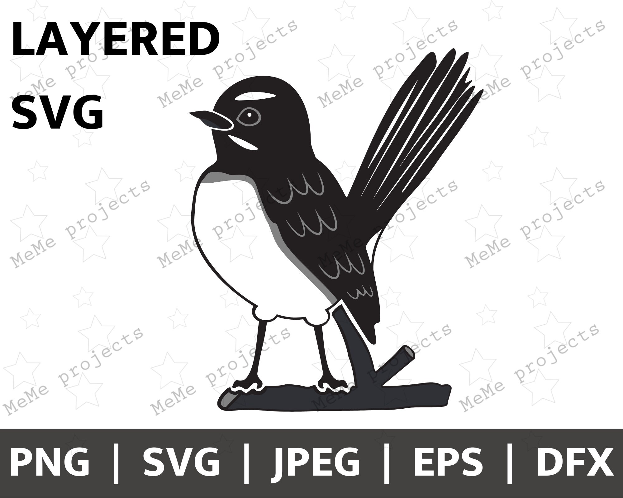 Willy Wagtail | Layered Willie Wagtail Cricut SVG | Australian Native ...