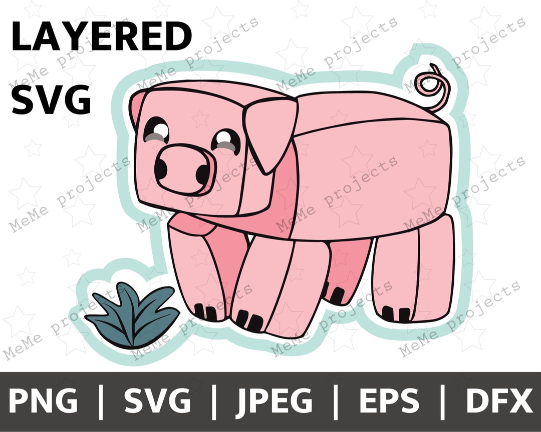 Pig Block Pig Cricut Layered Pig SVG PNG EPS Cartoon Pig Pig Clipart ...