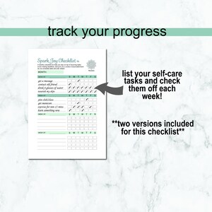 Self-care Planner Checklist for Mental Health and Wellness, Daily Well ...