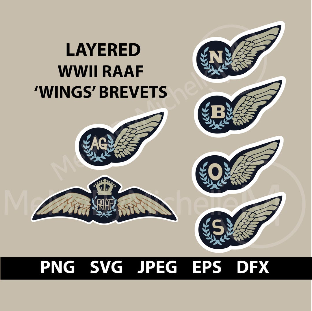 WWII RAAF Pilot Wings SVG | Brevet Badge Clipart | Military Aviation ...
