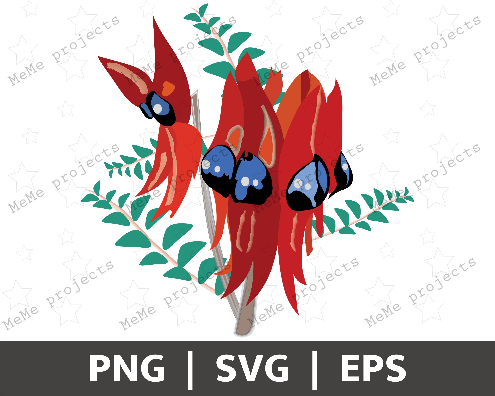 Australian Sturt's Desert Pea Flower Cricut Print & Cut - Etsy Australia